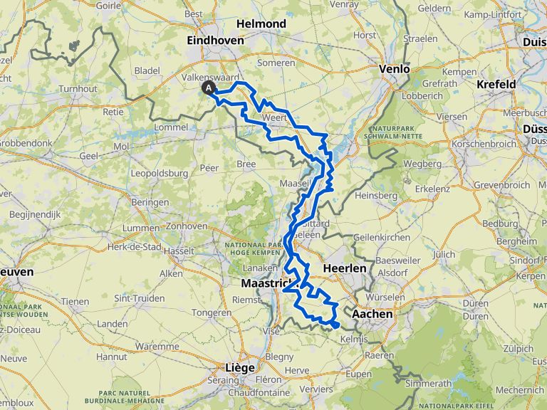 Gravelmarathon 300 km - retour Valkenswaard-Vijlen | gravelrit | Komoot